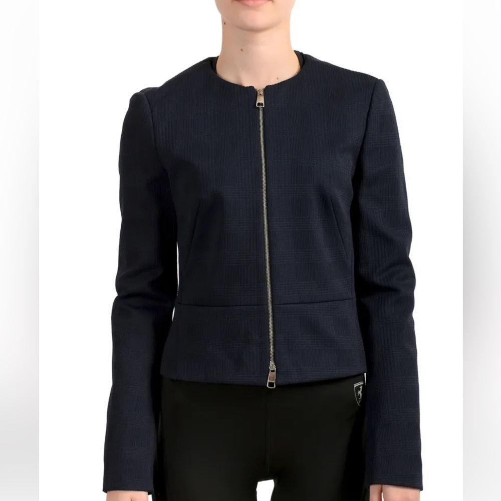 Hugo Boss Plaid Tweed Jacket With Zipper - Gem